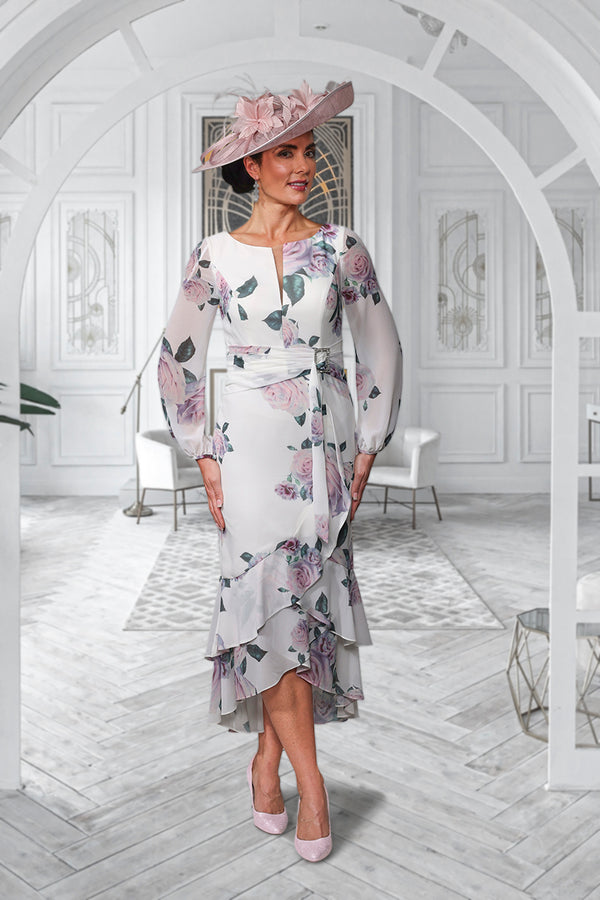 Veromia Occasions 0926 Ivory Pink Dress – The Rose Wardrobe